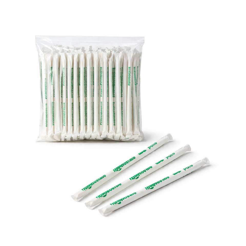 Popote Estuchado Compostable PLA (bioplástico de maíz) Estuchado ...