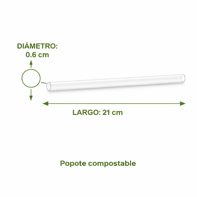 Popote Estuchado Compostable PLA (bioplástico de maíz) Estuchado ...
